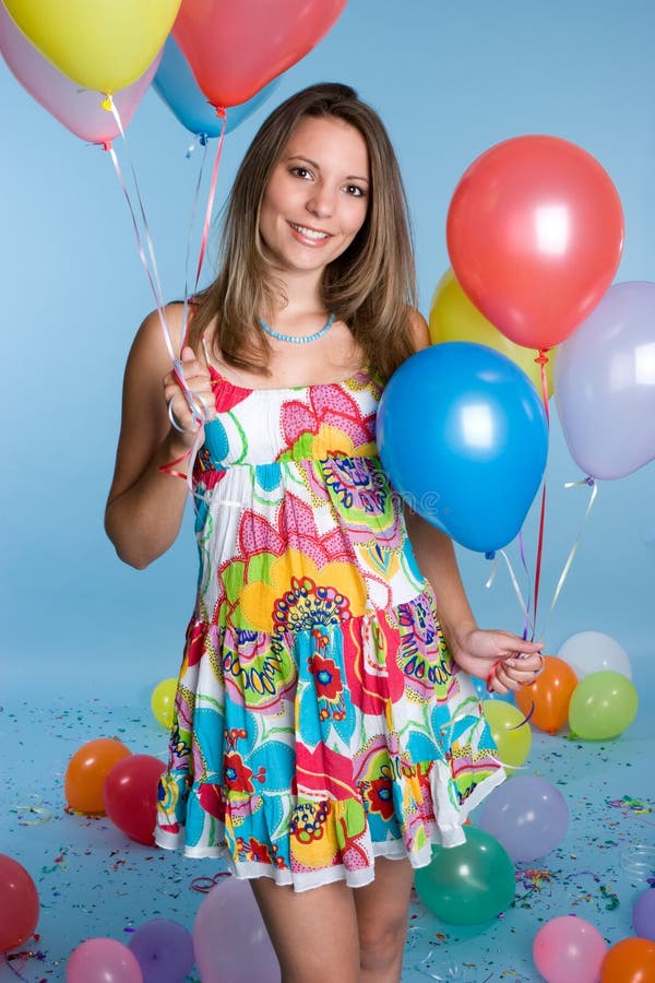 Birthday Balloon Girl stock image. Image of party, smile - 6679615