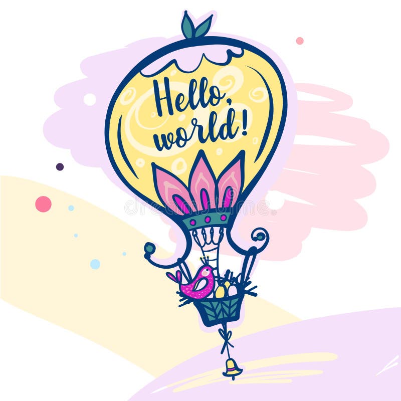 Balloon with Text Hello World Stock Illustration - Illustration of ...