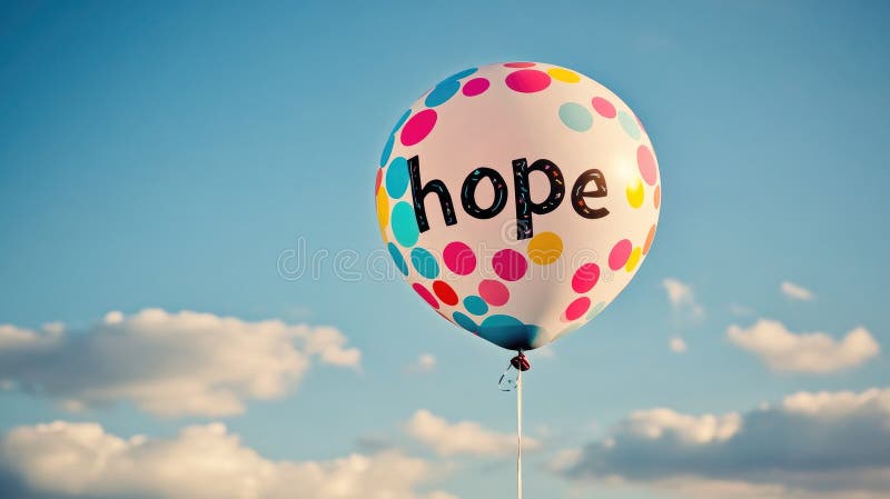 Balloon with Text Hope in Sky AI Generated Stock Image - Image of peace ...