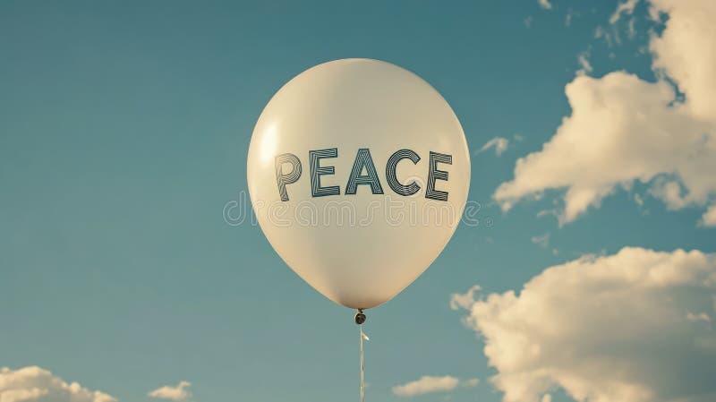 Balloon with Text Peace in Sky AI Generated Stock Image - Image of ...