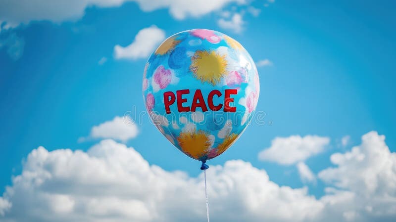 Balloon with Text Peace in Sky AI Generated Stock Image - Image of ...
