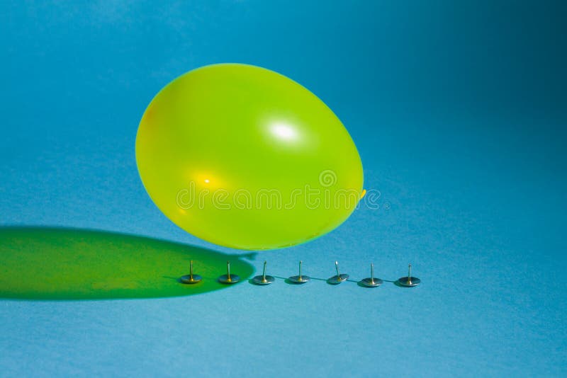 The Balloon is about To Burst from the Sharp Button Stock Image - Image ...