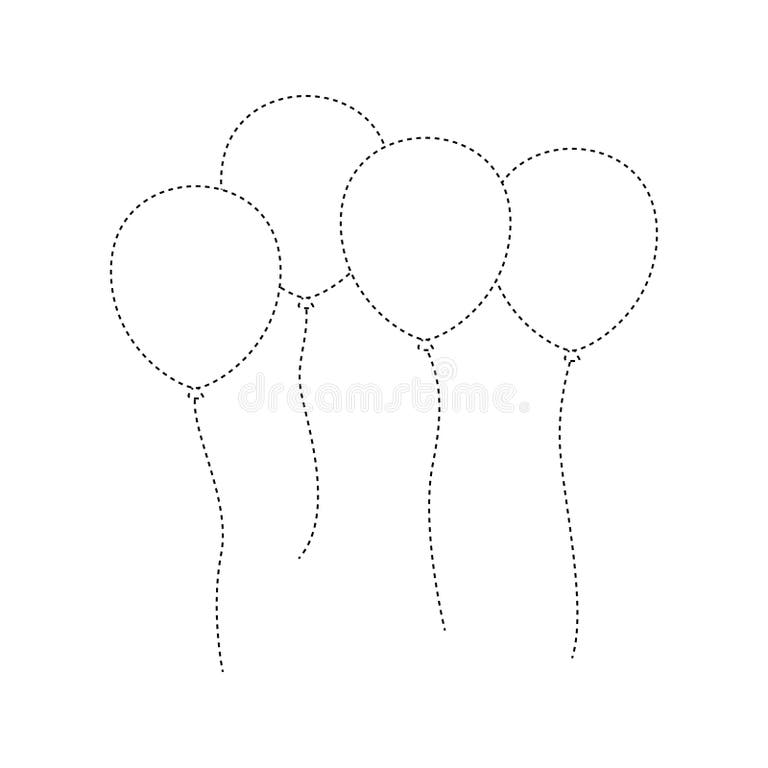 Balloon Tracing Worksheet for Kids Stock Vector - Illustration of copy ...