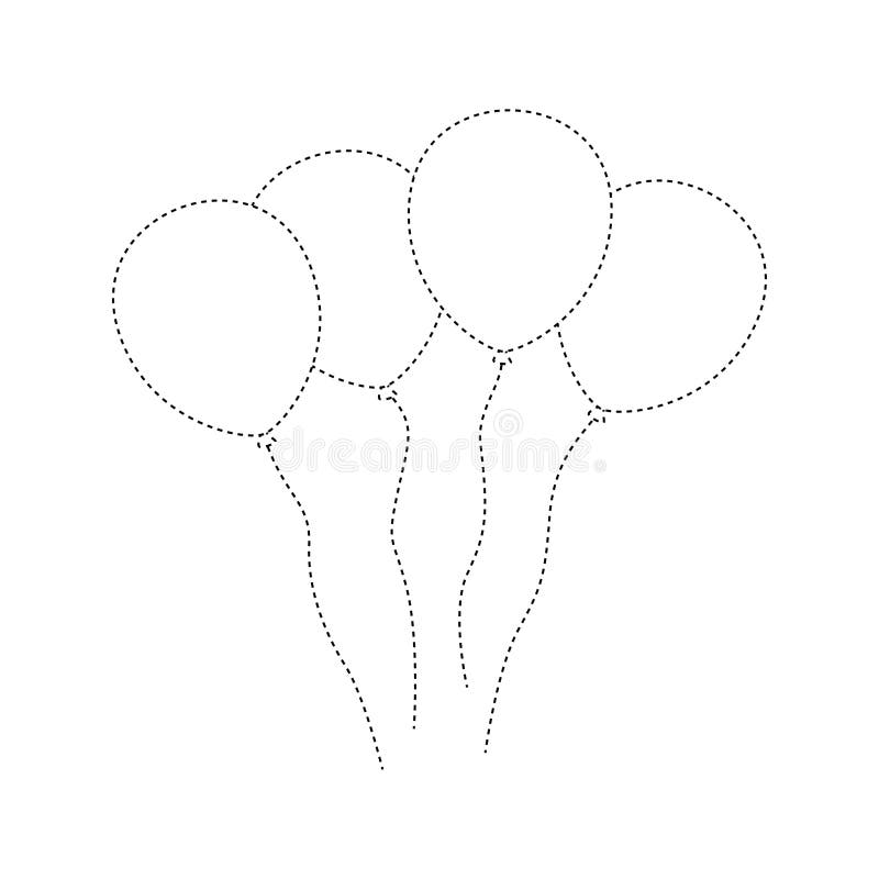 Balloon Tracing Worksheet for Kids Stock Vector - Illustration of ...
