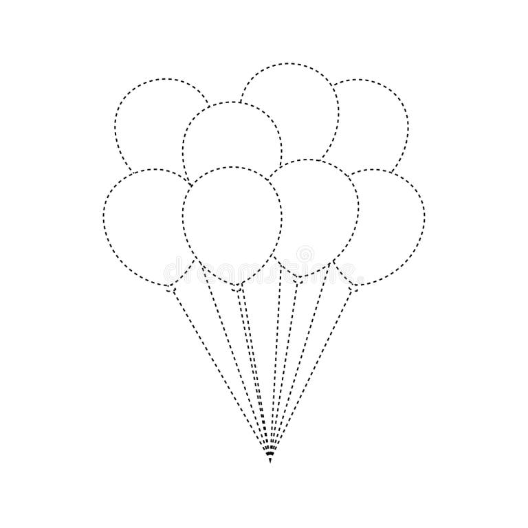 Balloon Tracing Worksheet for Kids Stock Vector - Illustration of ...