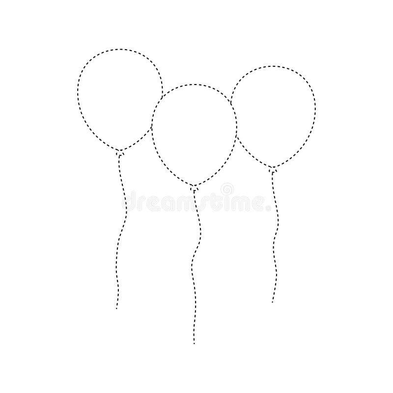 Balloon Tracing Worksheet for Kids Stock Vector - Illustration of ...