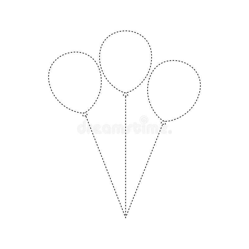 Balloon Tracing Worksheet for Kids Stock Vector - Illustration of help ...