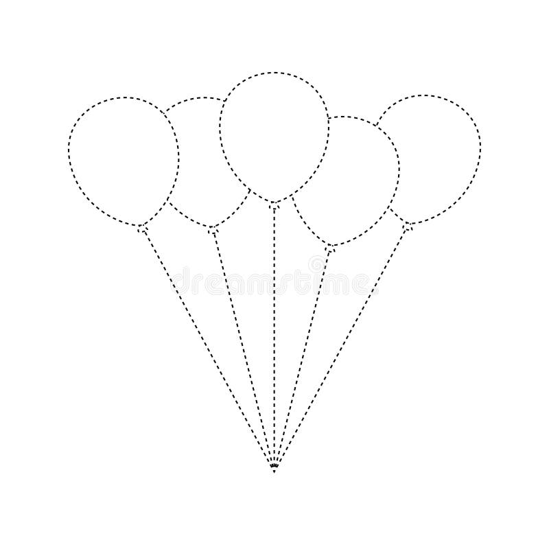 Balloon Tracing Worksheet for Kids Stock Vector - Illustration of ...