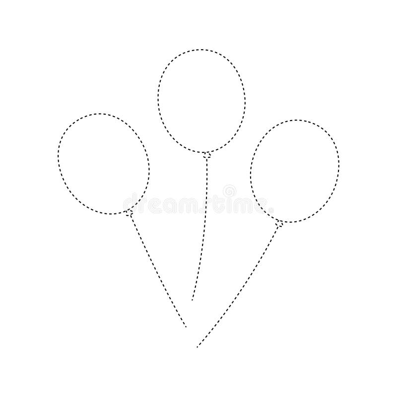 Balloon Tracing Worksheet for Kids Stock Vector - Illustration of black ...