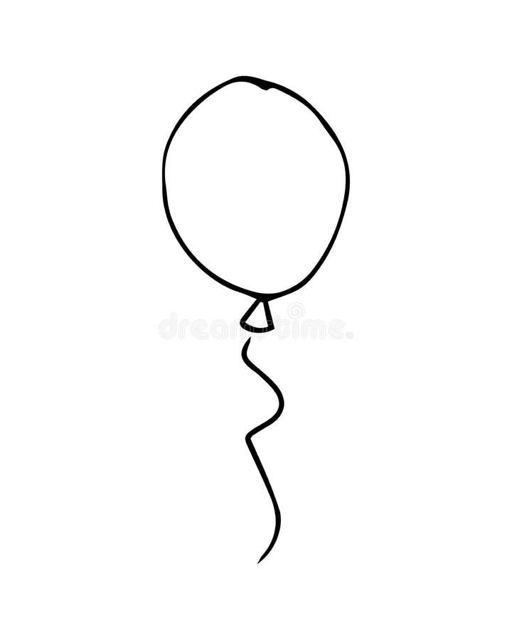 Balloon Hand-drawn Outline Monochrome. Vector Stock Illustration ...