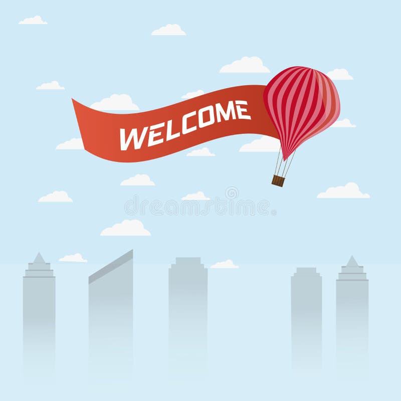 Balloon with Waving Sign Welcome Stock Illustration - Illustration of ...