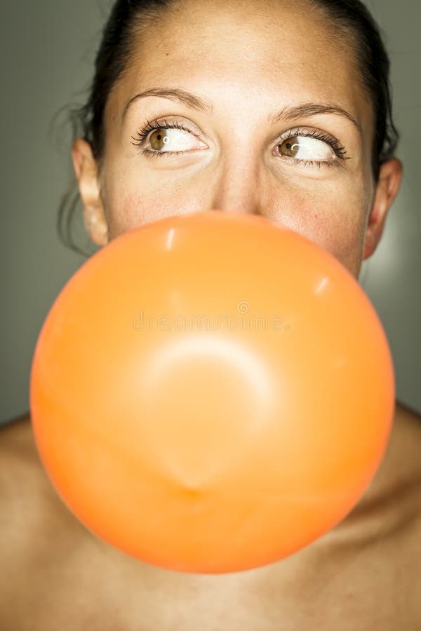 Balloon stock image. Image of inflating, girl, copy, happiness - 33225709