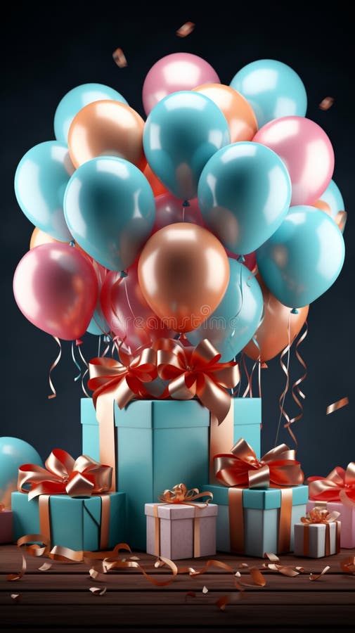 Balloonbound Surprise Creative Composition Merges Gift Box and Vibrant ...