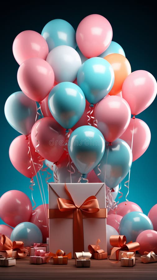 Balloonbound Surprise Creative Composition Merges Gift Box and Vibrant ...