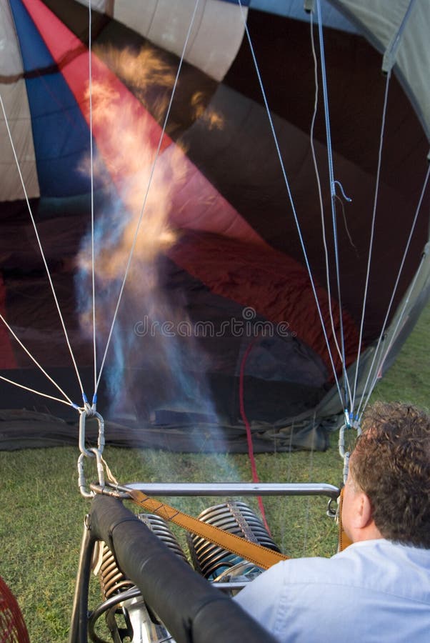 Balloonist Operating Burner Editorial Photography - Image of gondola ...