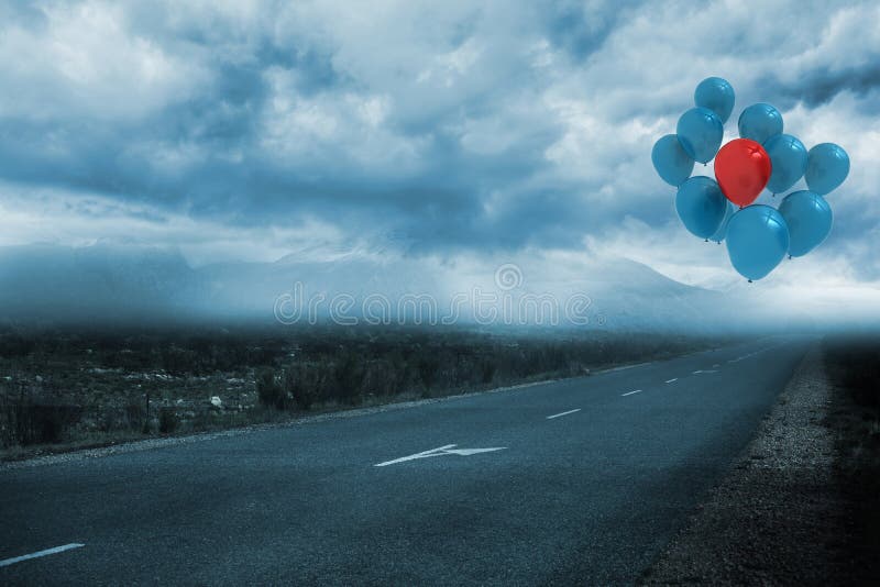Balloons above a road stock illustration. Illustration of generated ...