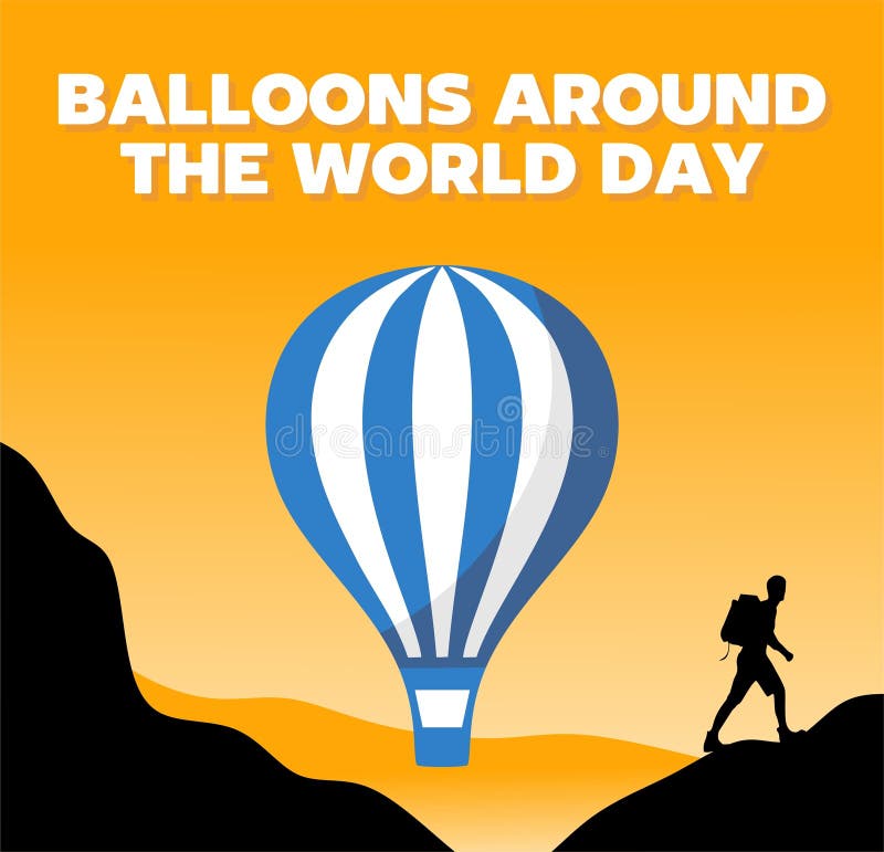 Balloons Around the World Day with Hot Air Balloons Stock Vector ...