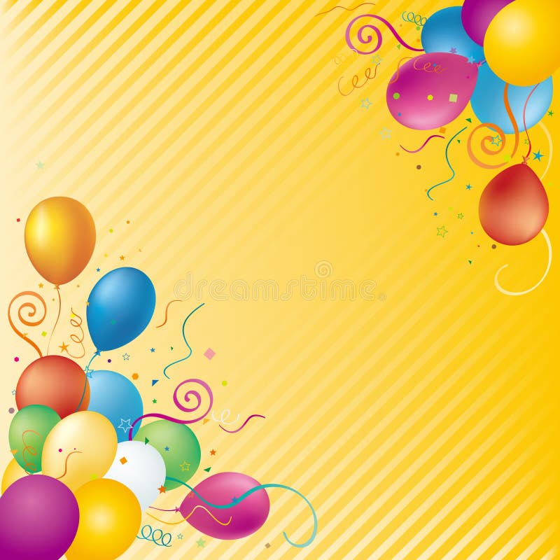 Happy Birthday Party with Balloons and Ribbons Background Stock Vector ...