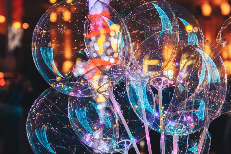 Balloons on the Background of Blurry Lights Stock Image - Image of ...