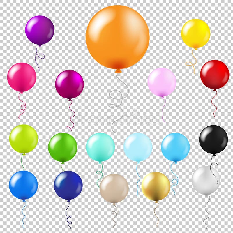 Balloons Big Set Transparent Background Stock Vector - Illustration of ...