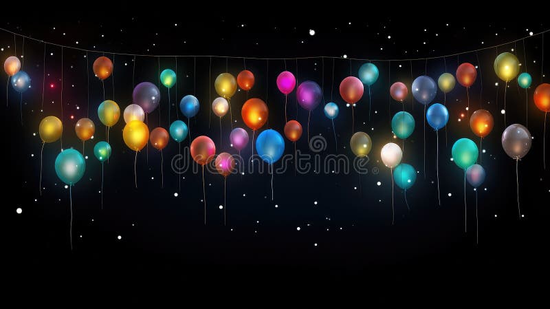 Balloons Black String Lights Stock Illustration - Illustration of ...