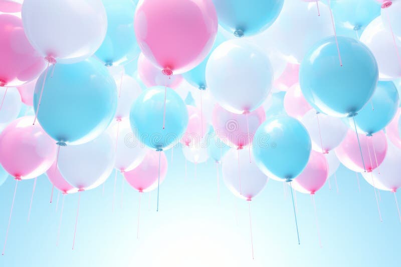 Balloons on Blue Background Stock Image - Image of green, abstract ...