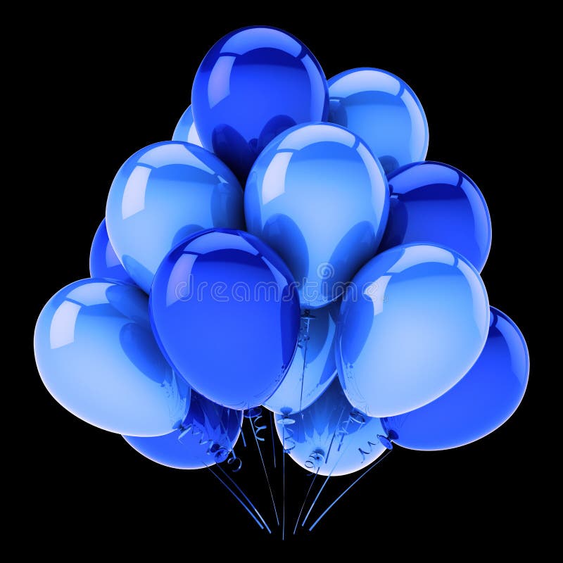 Balloons Blue Birthday Party Helium Balloon Bunch Decoration Stock Illustration Illustration