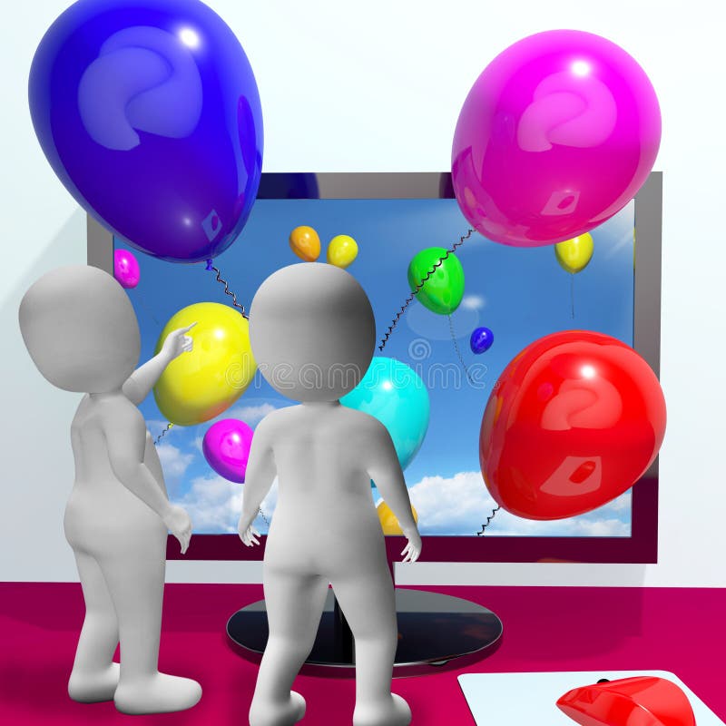 Multi Colored Balloons in a 3D Tv Screen Editorial Stock Image ...