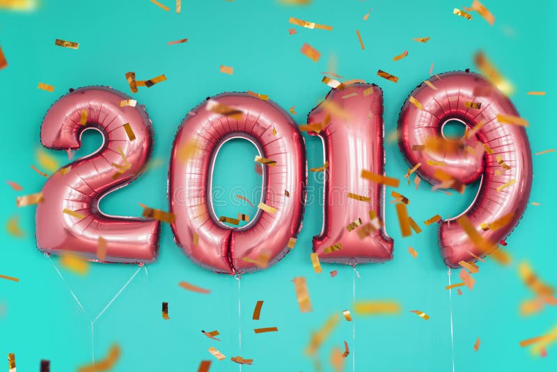 Balloons 2019 Confetti Christmas and New Year Celebration Stock ...