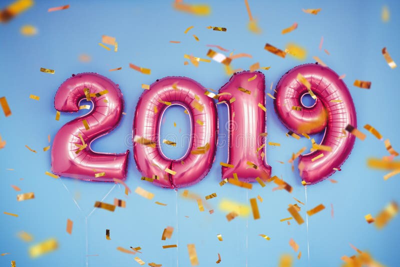 Balloons 2019 Confetti Christmas and New Year Celebration Stock Photo ...