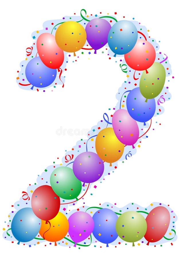 Balloons and Confetti Number 2 Stock Vector - Illustration of isolated ...