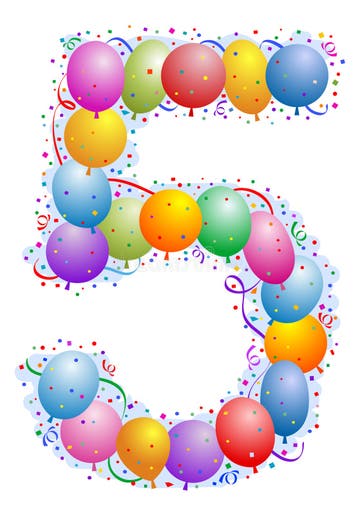 Balloons and Confetti Number 5 Stock Vector - Illustration of count ...