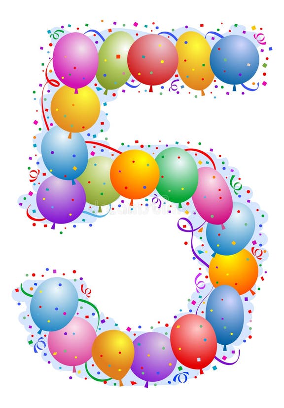 Balloons and Confetti Number 5 Stock Vector - Illustration of count ...