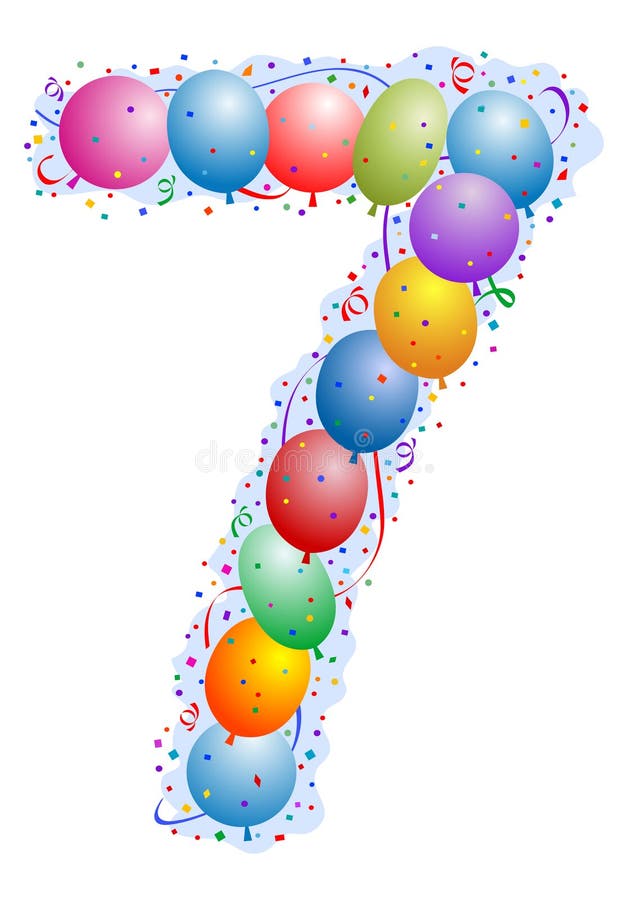 Balloons and Confetti Number 7 Stock Vector - Illustration of seven ...
