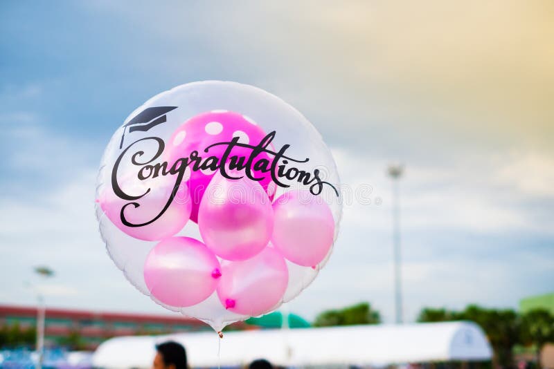 Balloons with Congratulations Text Stock Photo - Image of balloon ...