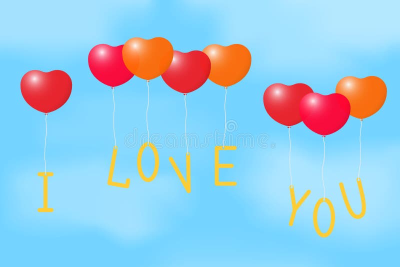 Balloons with a Declaration of Love. Stock Vector - Illustration of ...