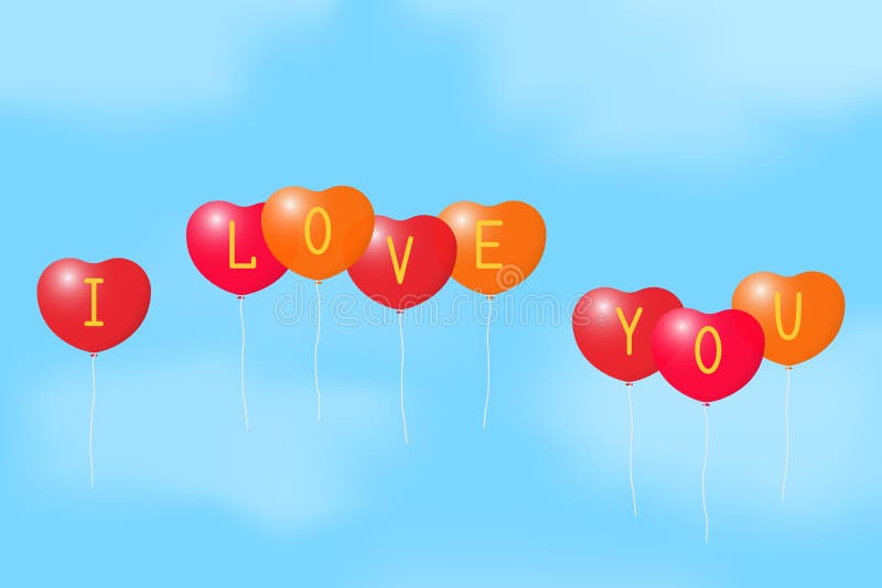Balloons with a Declaration of Love. Stock Vector - Illustration of ...