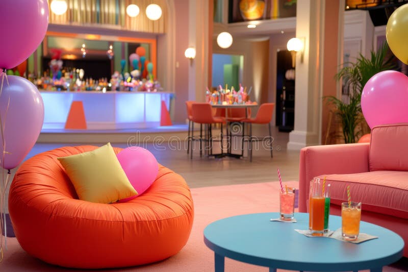 Balloons Decorate the Interior of a Cozy Room for a Party Stock Image ...