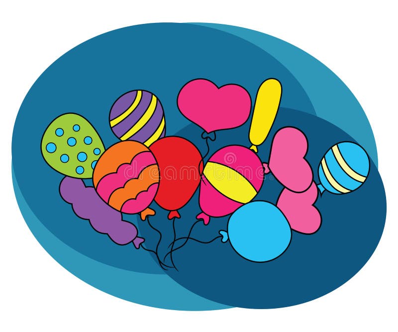 Balloons Design Set. Cartoon Free Hand Draw Doodle Stock Vector ...