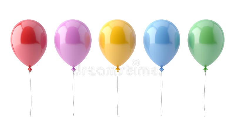 Balloons of Different Colors, Isolated on White, Set Stock Image ...