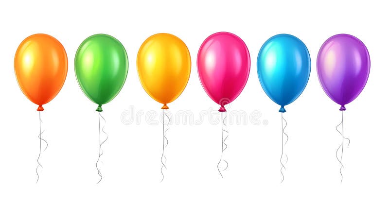 Balloons of Different Colors, Isolated on White, Set Stock Image ...