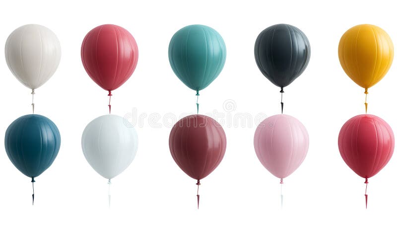 Balloons of Different Colors, Isolated on White, Set Stock Photo ...