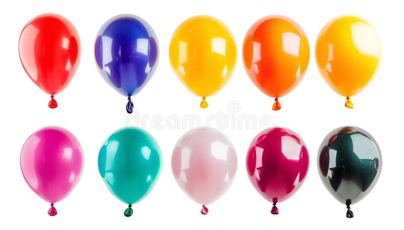 Balloons of Different Colors, Isolated on White, Set Stock Image ...