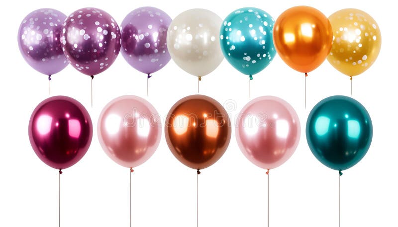 Balloons of Different Colors, Isolated on White, Set Stock Image ...