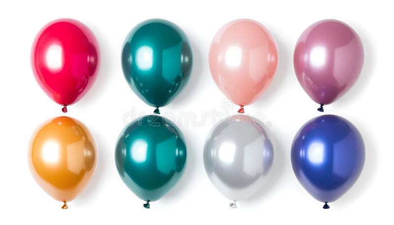Balloons of Different Colors, Isolated on White, Set Stock Photo ...