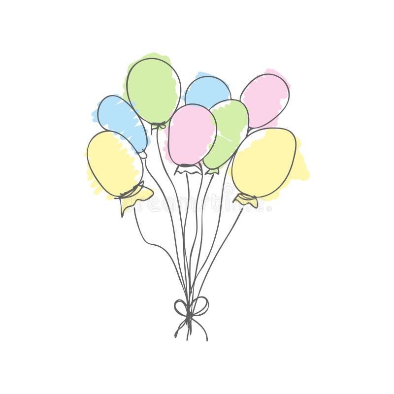 Balloons. Drawing Hand Draw. Children S Multi-colored Balloons. Cute ...