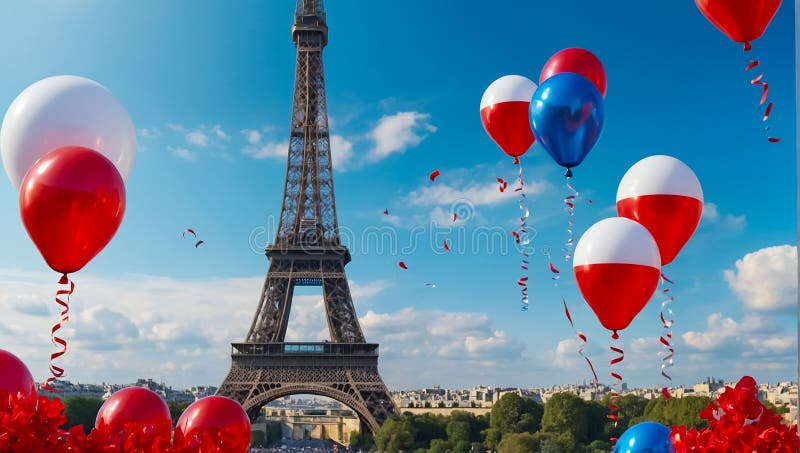Balloons Eiffel Tower Paris Beautiful Lifestyles Stock Illustration ...