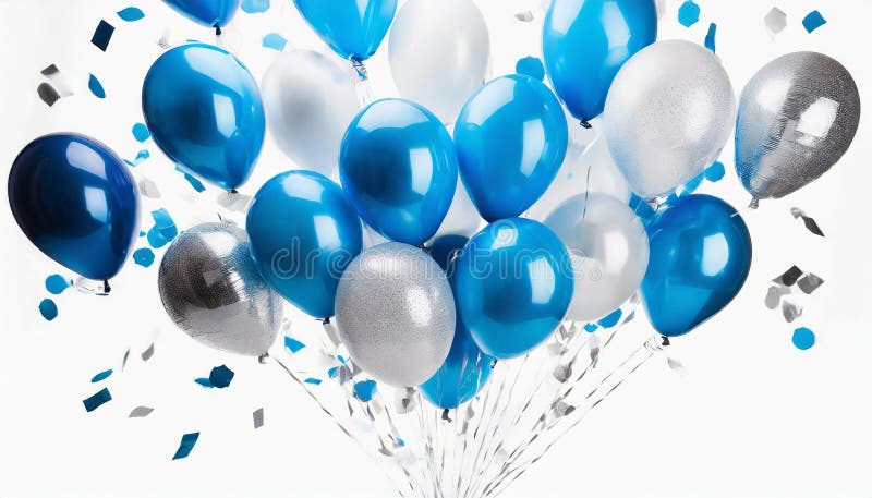 Balloons Falling or Floating in the Air Isolated on White Background ...