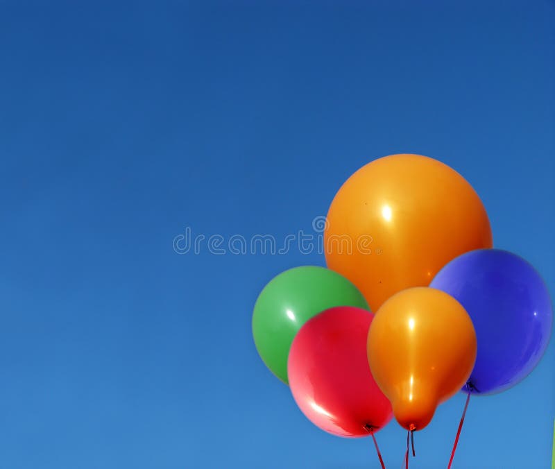 Balloons Floating in Blue Sky Stock Photo - Image of copyspace, helium ...