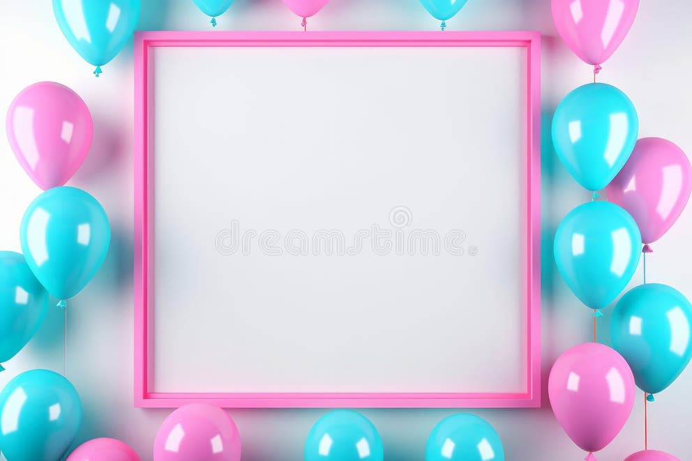 Balloons in a Frame with an Illuminated Square Stock Image - Image of ...